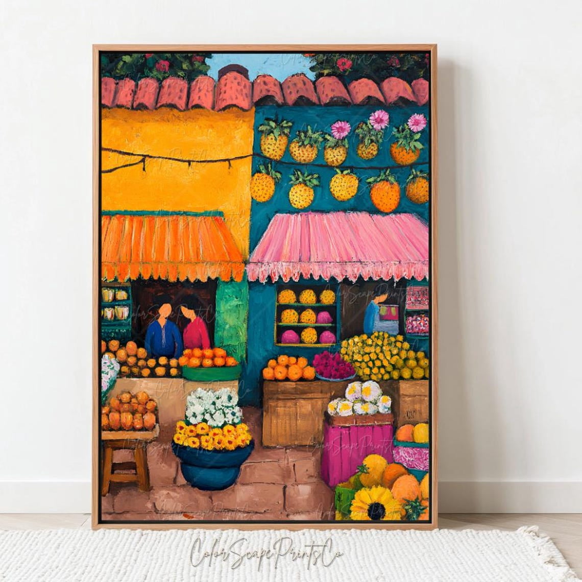 Miluva Mexican Market Scene Wall Art Colorful Spice Market Mexico ...