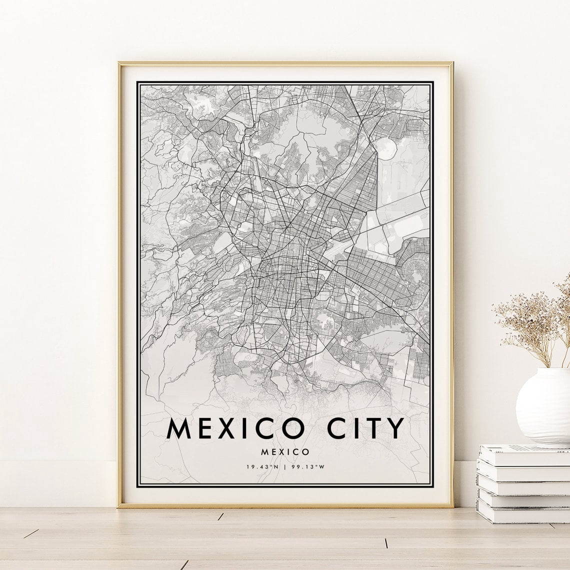 Miluva Mexico City Map Print, Mexico Road Map Poster, Gifts For Her ...