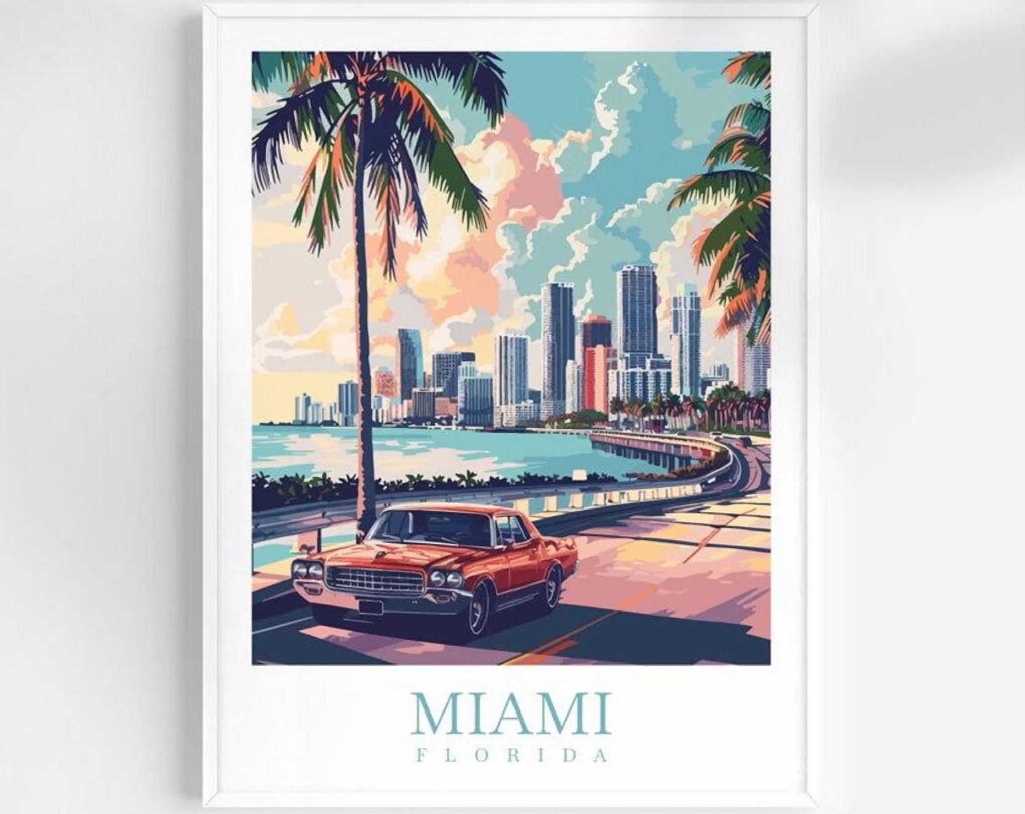 Miluva Miami Wall Art Travel Print Florida Poster Wall Hanging Home DÃ ...