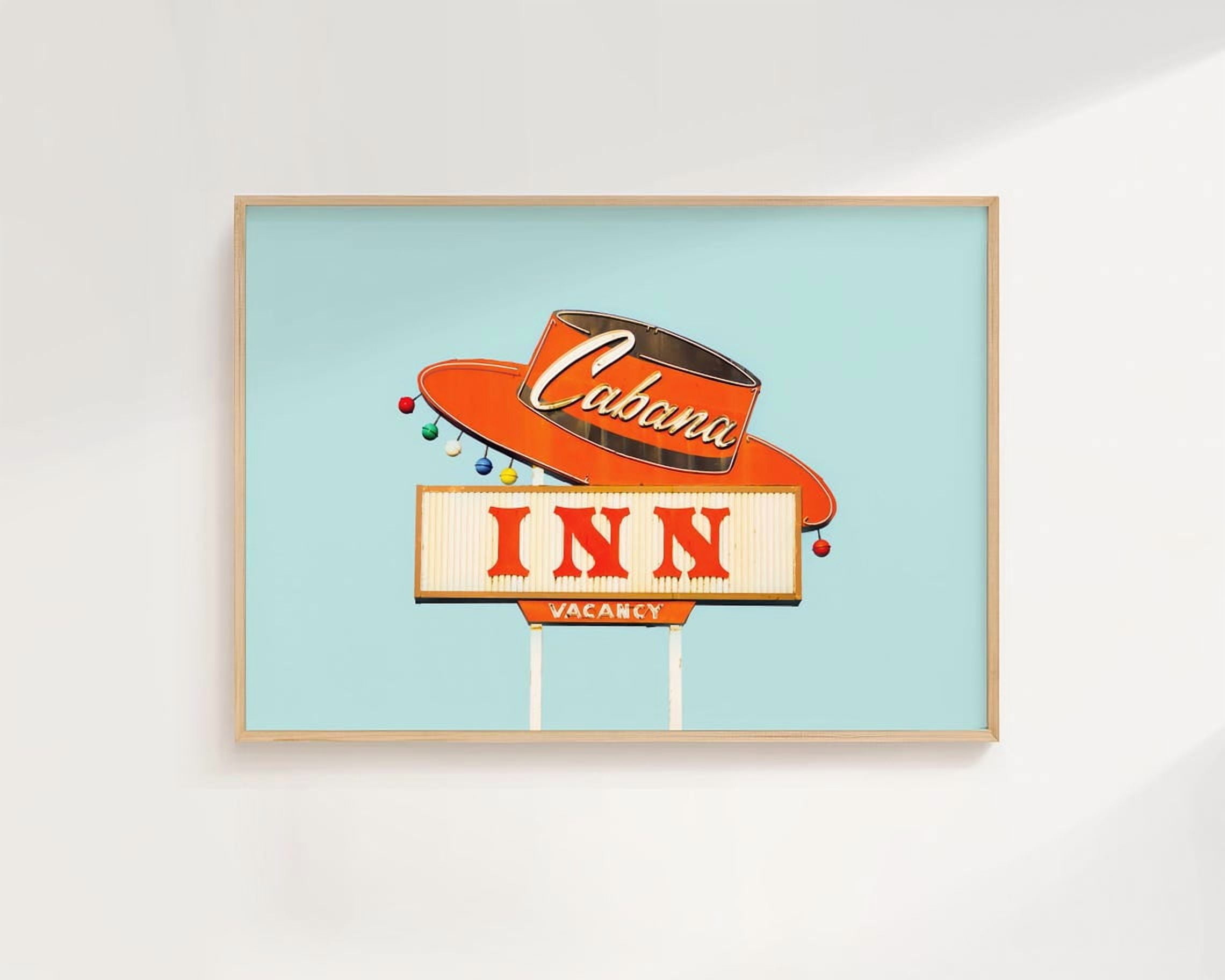 Miluva Mid Century Modern Above Bed Wall Art, Funky Retro Motel Sign ...