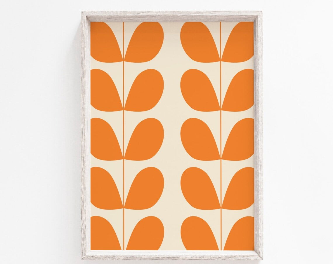 Miluva Mid Century, Printable Art, Mid Century Print, Orange, Wall Art ...