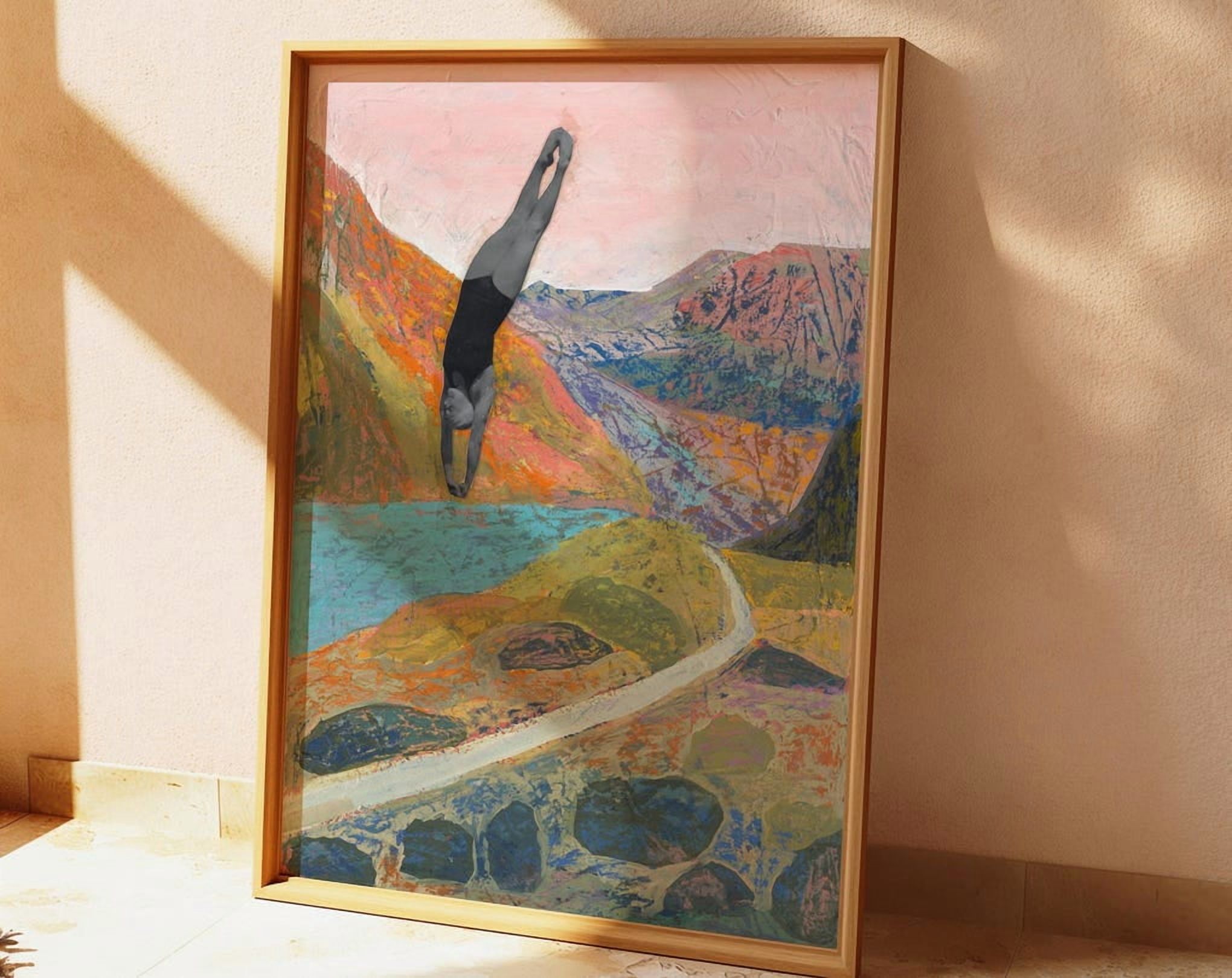 Miluva Midcentury Modern Swimming Diver Collage Print Big Western ...