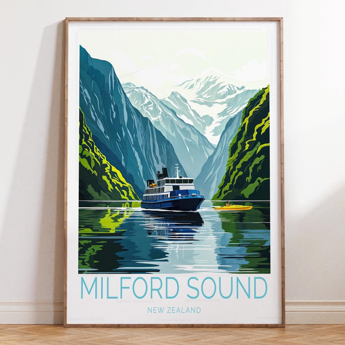 Miluva Milford Sound New Zealand Travel Poster, New Zealand Wall Art ...