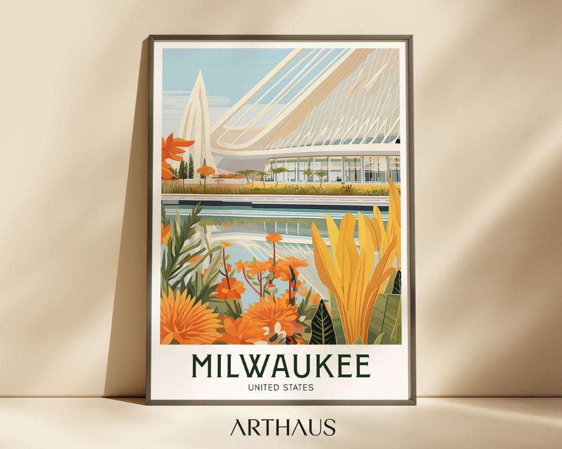Miluva Milwaukee Calatrava Wisconsin Travel Poster United States Art ...