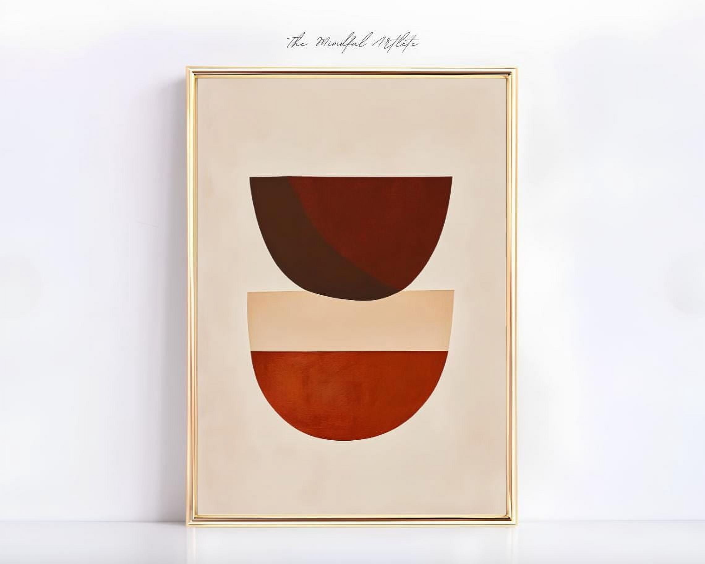 Miluva Minimalist Abstract Print Red Beige Abstract Burgundy Print ...