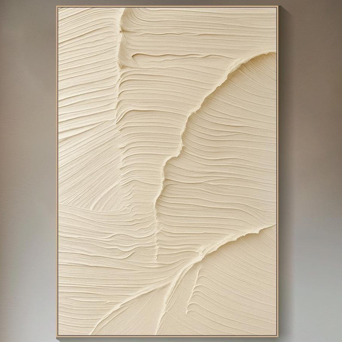Miluva Minimalist Beige On Neutral Textured Wall Art Modern Earth Tone ...