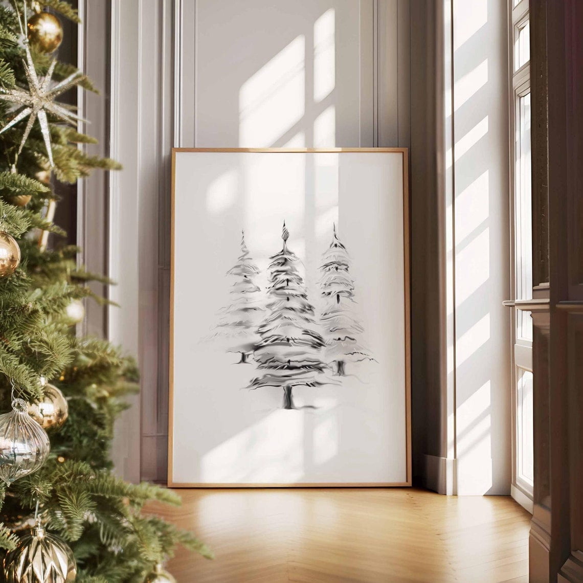 Miluva Minimalist Fir Botanical Sketch, Printable Tree, Pine Tree ...