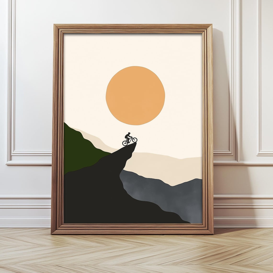 Miluva Minimalist Mountain Biking Wall Art, Cycling Adventure Print ...