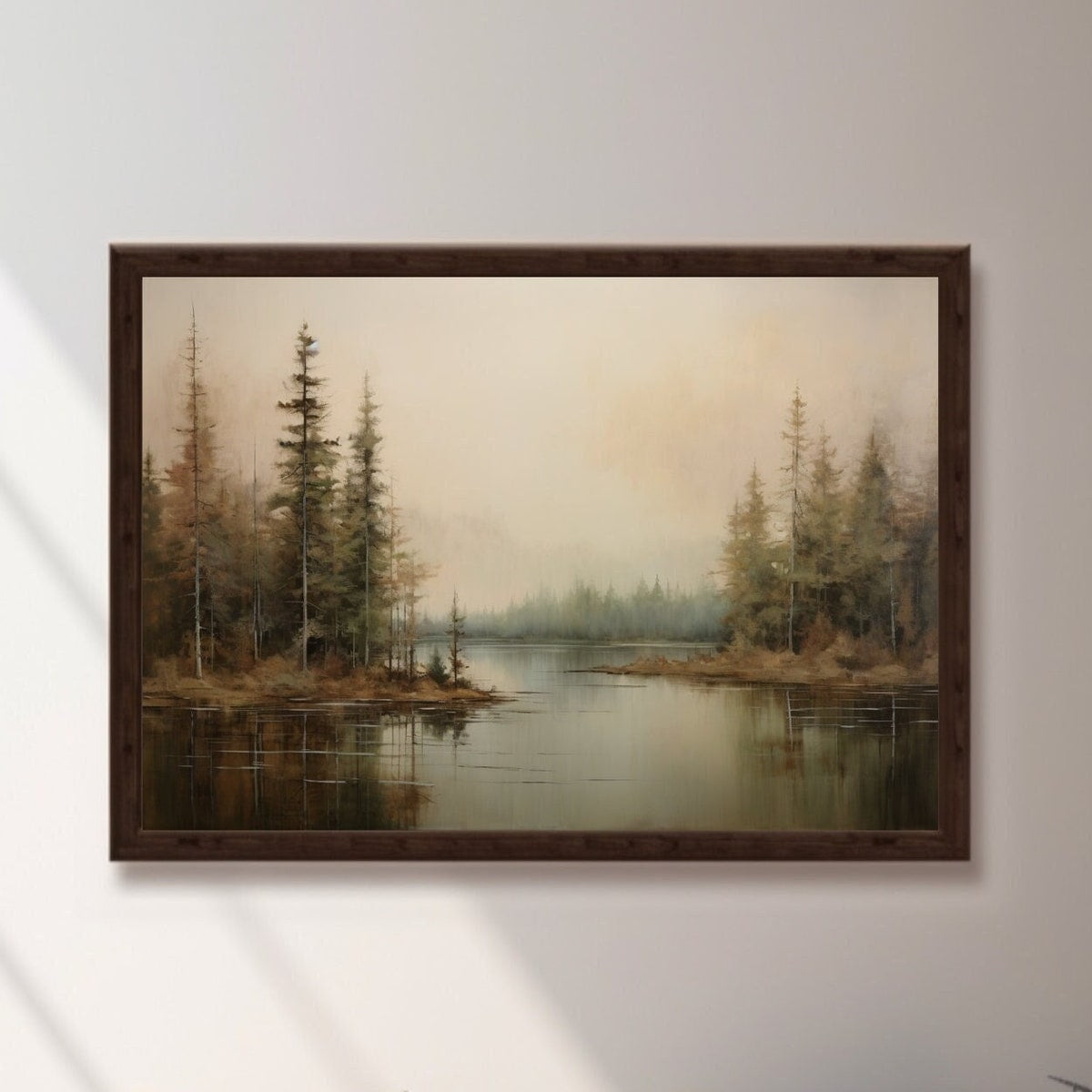 Miluva Misty Lake Print: Rustic Forest Landscape , Farmhouse Decor ...