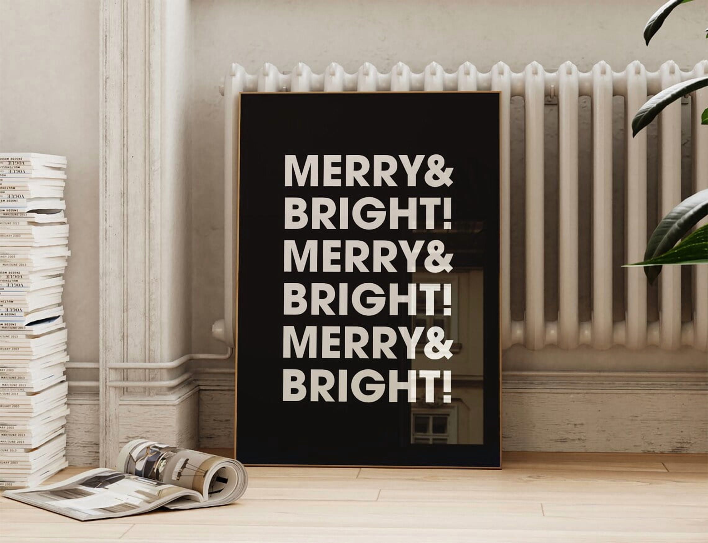 Miluva Modern Print Merry And Bright Black White Holiday Wall Art ...
