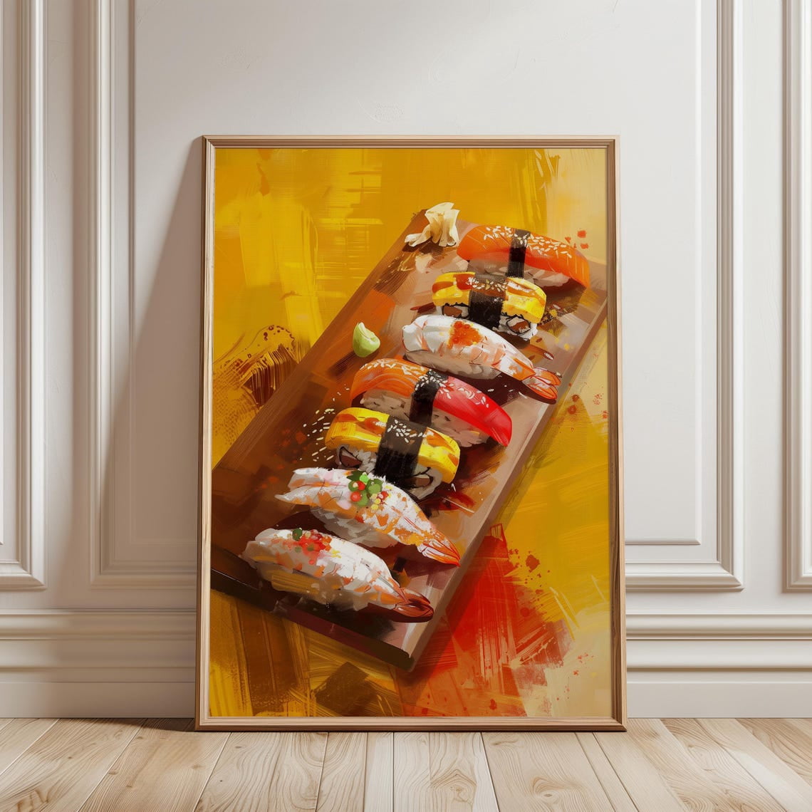 Miluva Modern Sushi Art Print, Japanese Cuisine Poster, Vibrant Kitchen ...