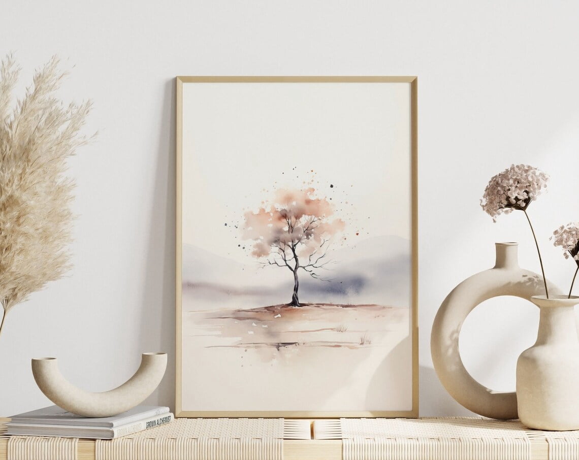 Miluva Modern Wall Art Beige Gray Minimalist Nature Poster Scandinavian ...