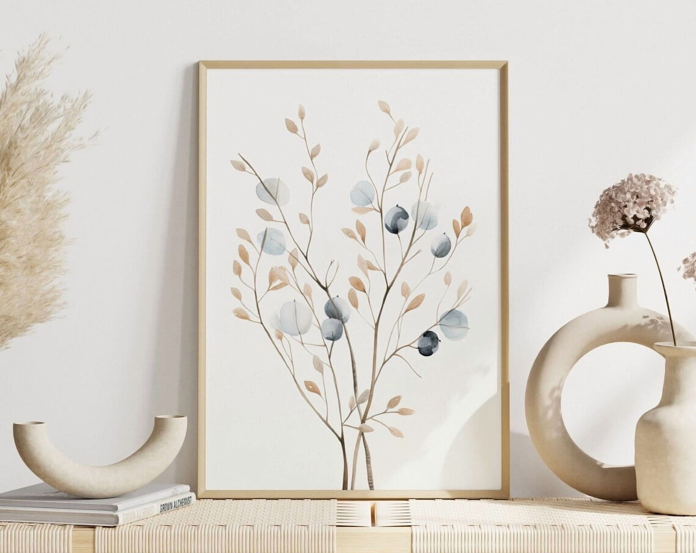 Miluva Modern Wall Art: Minimalist Branch In Soft Colors Elegant Wall ...