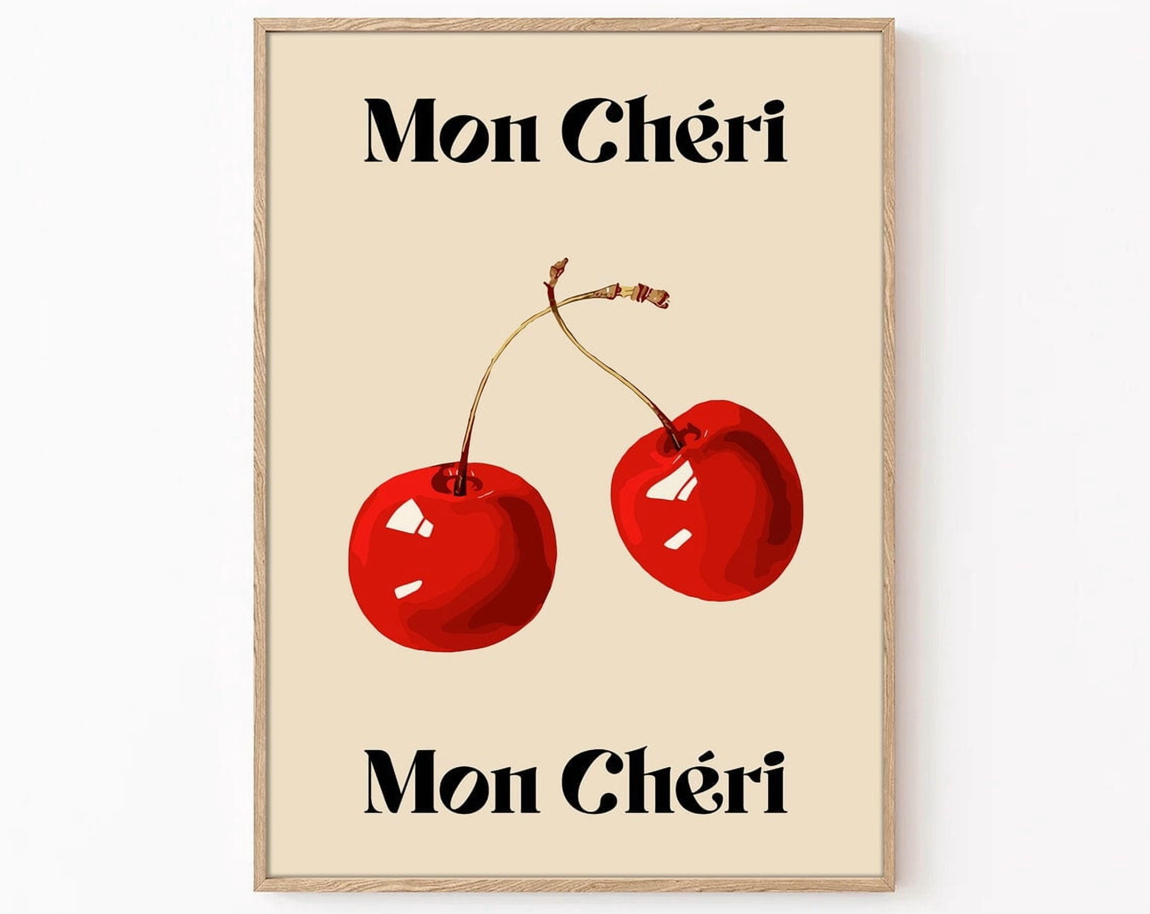 Miluva Mon Cheri Poster, Cherry Poster, Red Cherry Print, My Dear ...