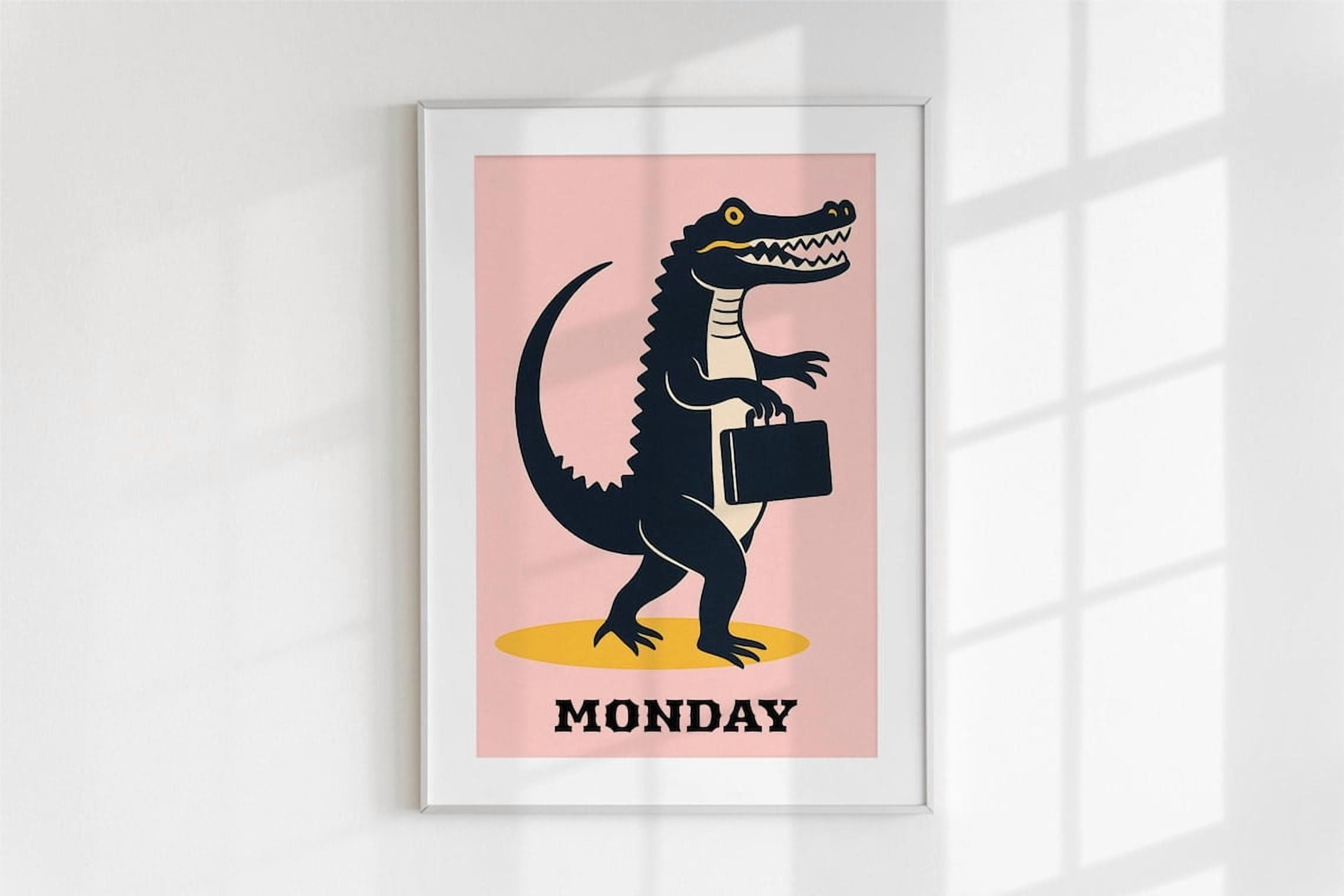 Miluva Monday Alligator Art Print Fun Digital Poster, Motivational Wall ...
