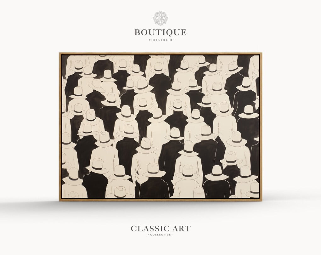 Miluva Monochrome Figure Gathering, Minimal , Minimalist Wall Art ...