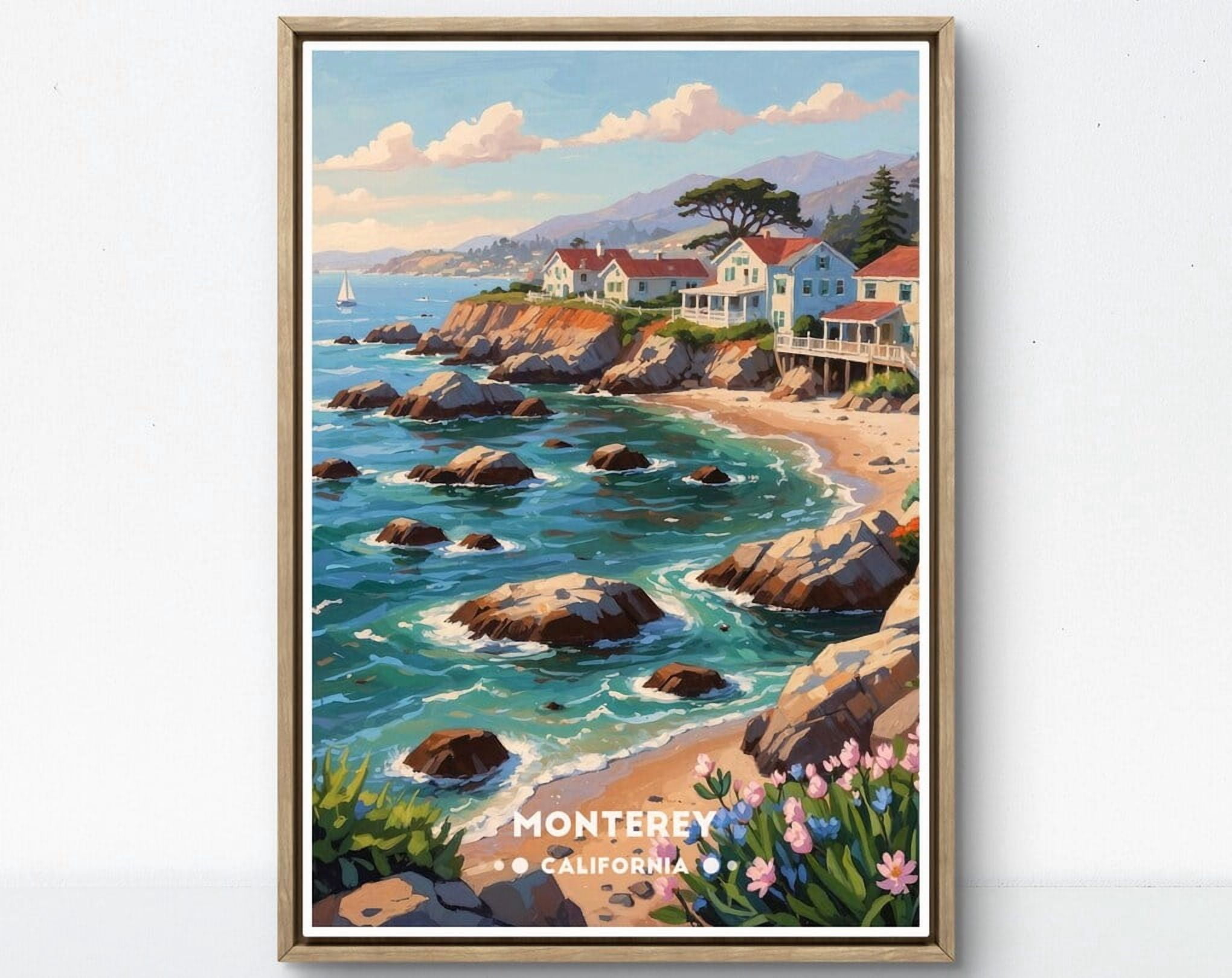 Miluva Monterey Poster, California Coast Print, Monterey Bay Art, Retro ...