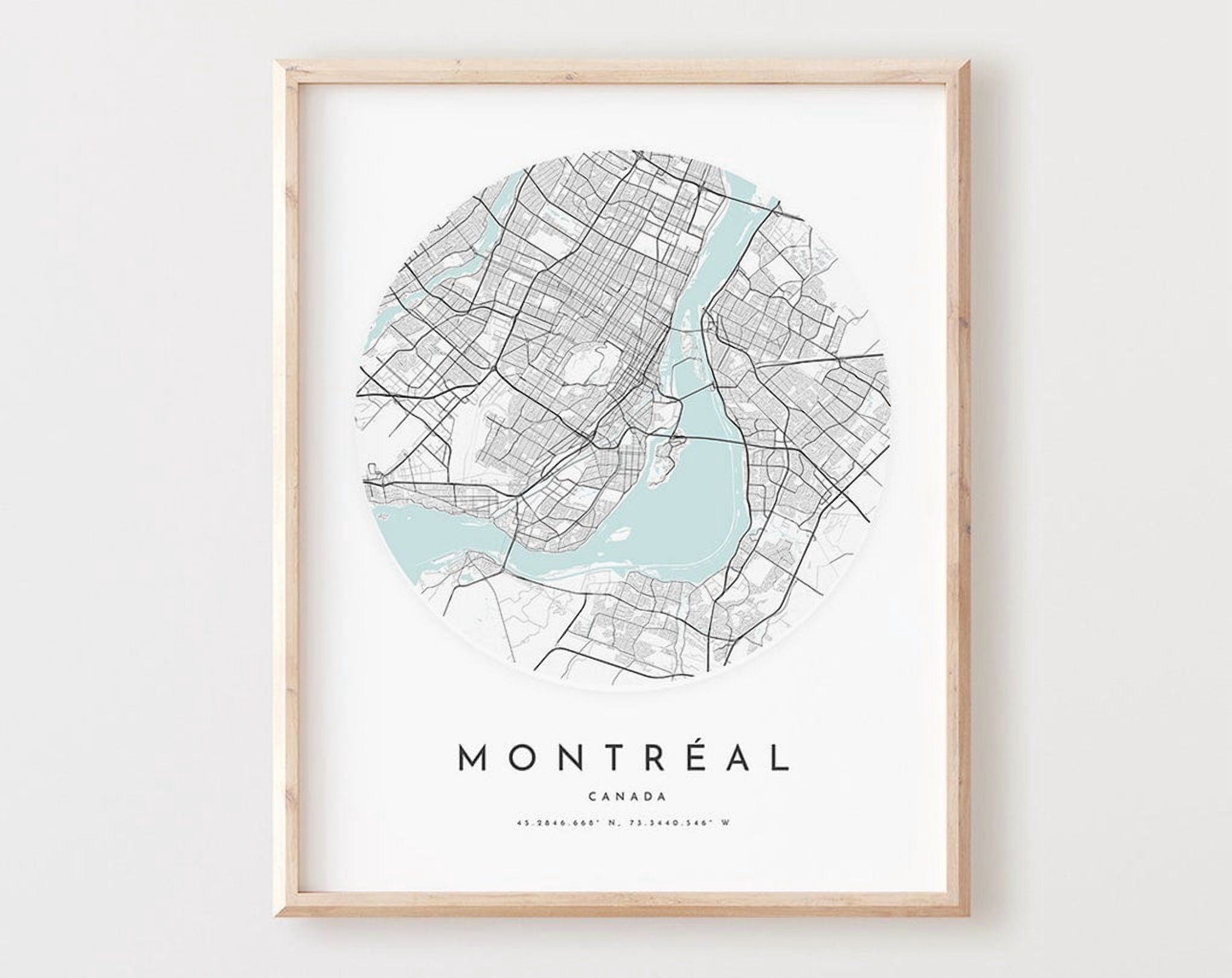 Miluva MontrÃ©al Map Print, MontrÃ©al Map Poster City Wall Art, MontrÃ ...