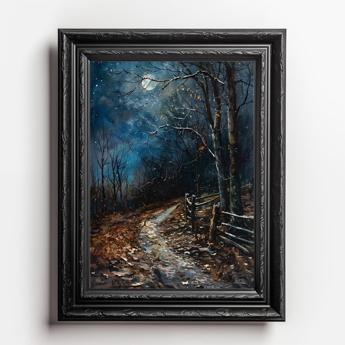 Miluva Moody Nighttime Forest - Moonlit Sky & Starry Night Scene With ...
