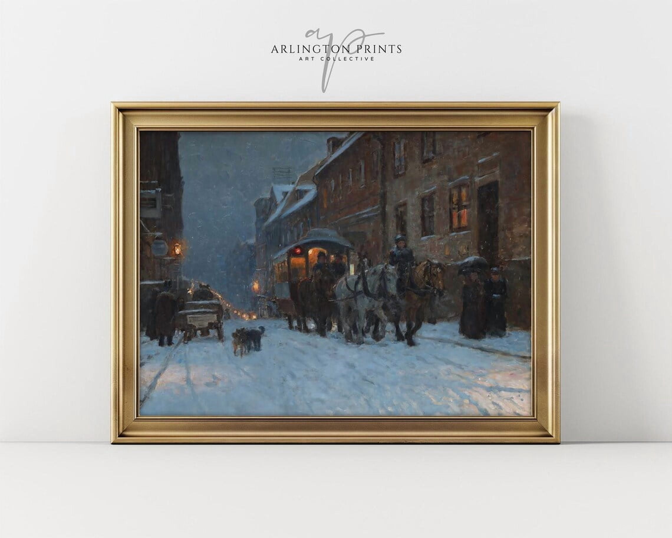 Miluva Moody Winter Landscape Art Print, Vintage Cold Winter'S Night ...