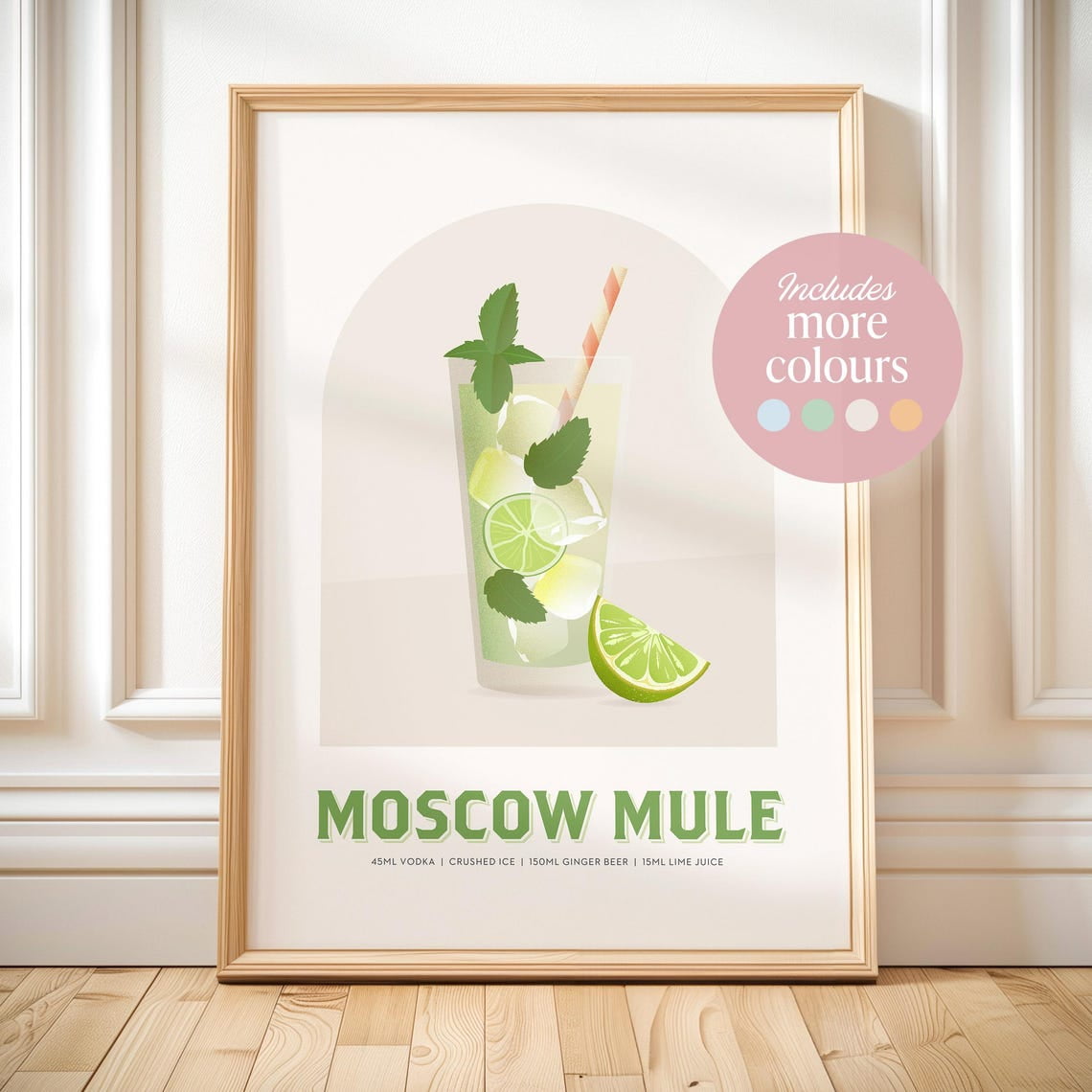 Miluva Moscow Mule Print Printable Cocktail Recipe Art Moscow Mule Gift ...