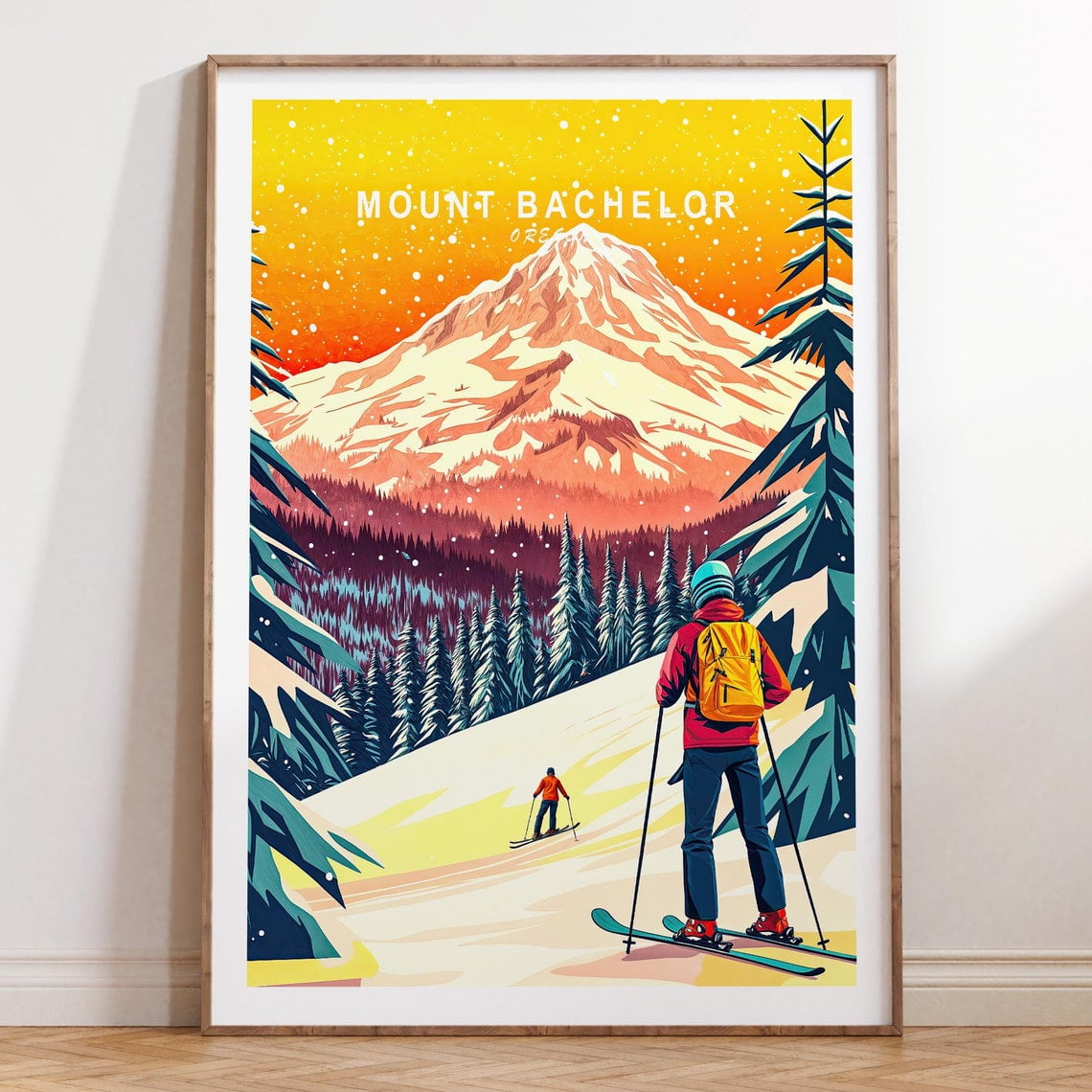 Miluva Mount Bachelor Travel Poster, Mount Bachelor Oregon Travel Wall ...