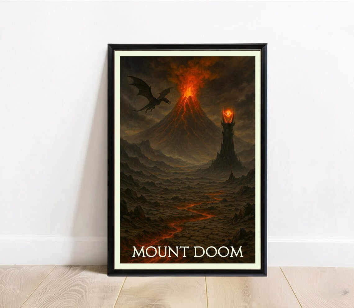 Miluva Mount Doom Travel Poster Print - Lord Of The Rings Mordor Wall ...