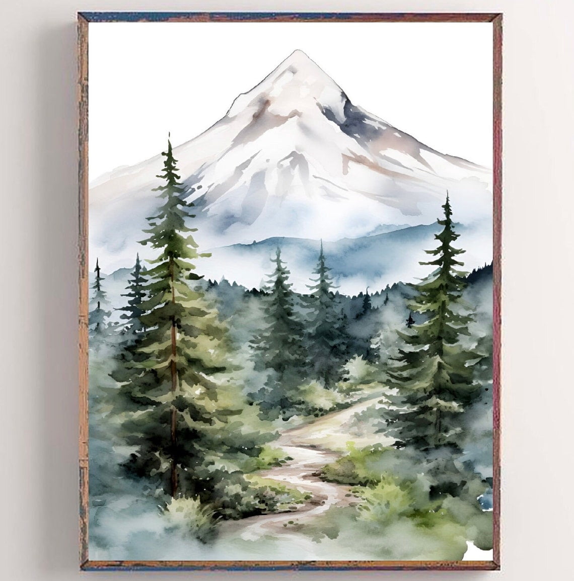 Miluva Mount Hood Oregon Art Print Mountain Forest Poster Pine Trees ...