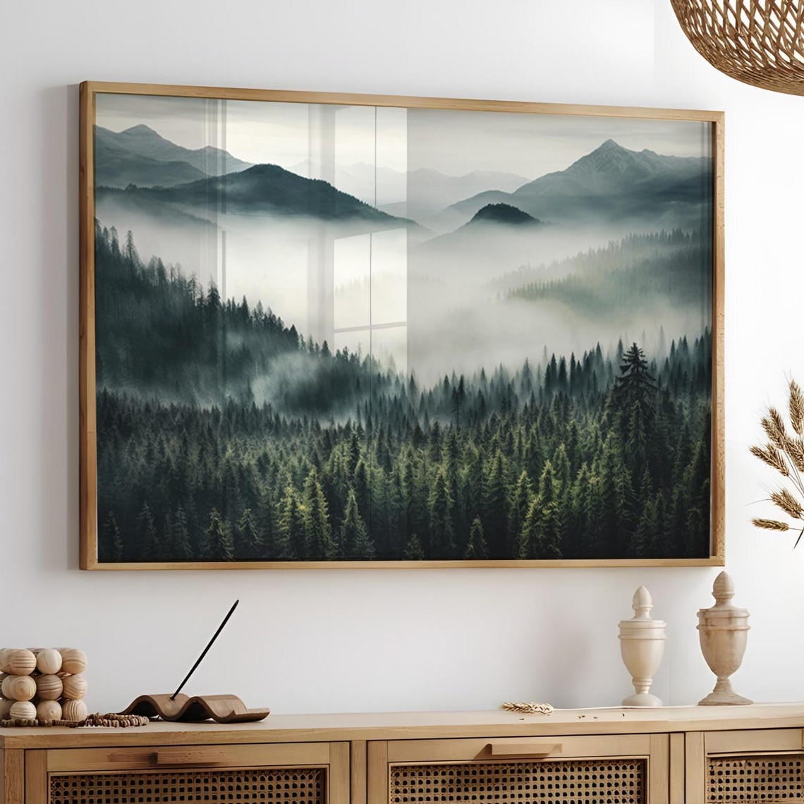 Miluva Mountain Forest Wall Art, Printable Foggy Landscape Print, Misty ...