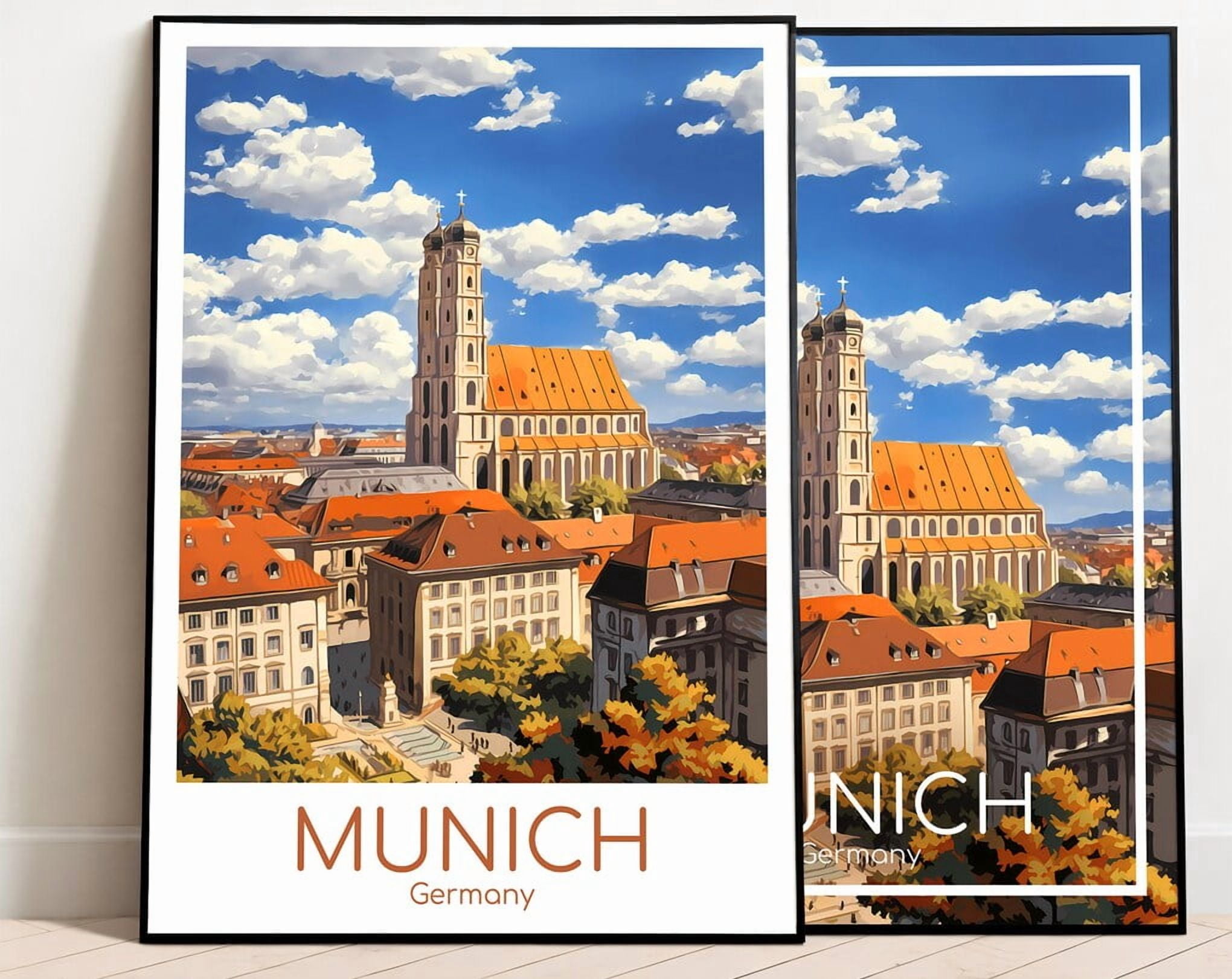 Miluva Munich Travel Poster Munich Poster Wall Art Germany Vintage ...