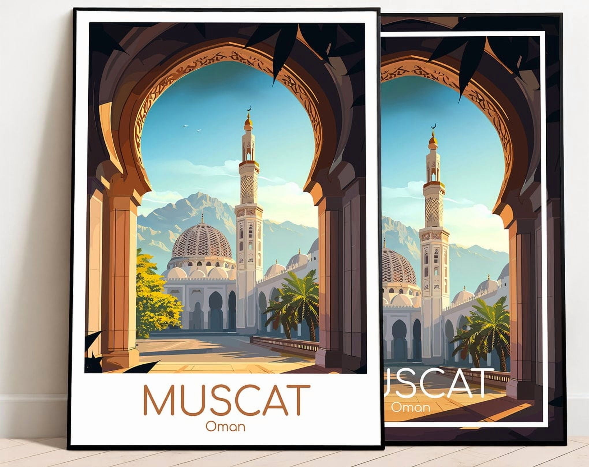 Miluva Muscat Travel Poster Muscat Poster Wall Art Oman Vintage Poster ...