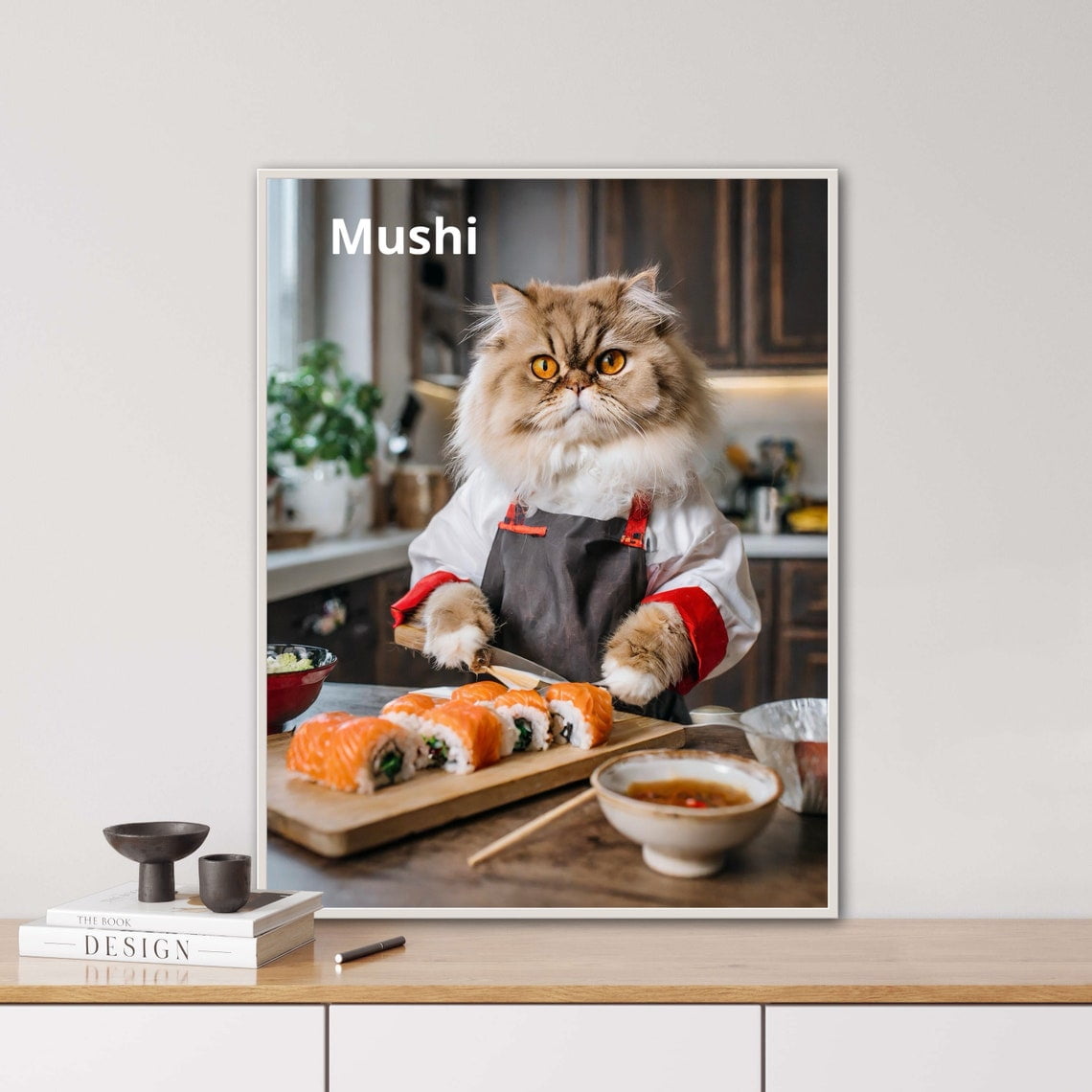 Miluva Mushi, Ai Generated, Cat, Sushi, Saying Poster, Animal Portrait ...