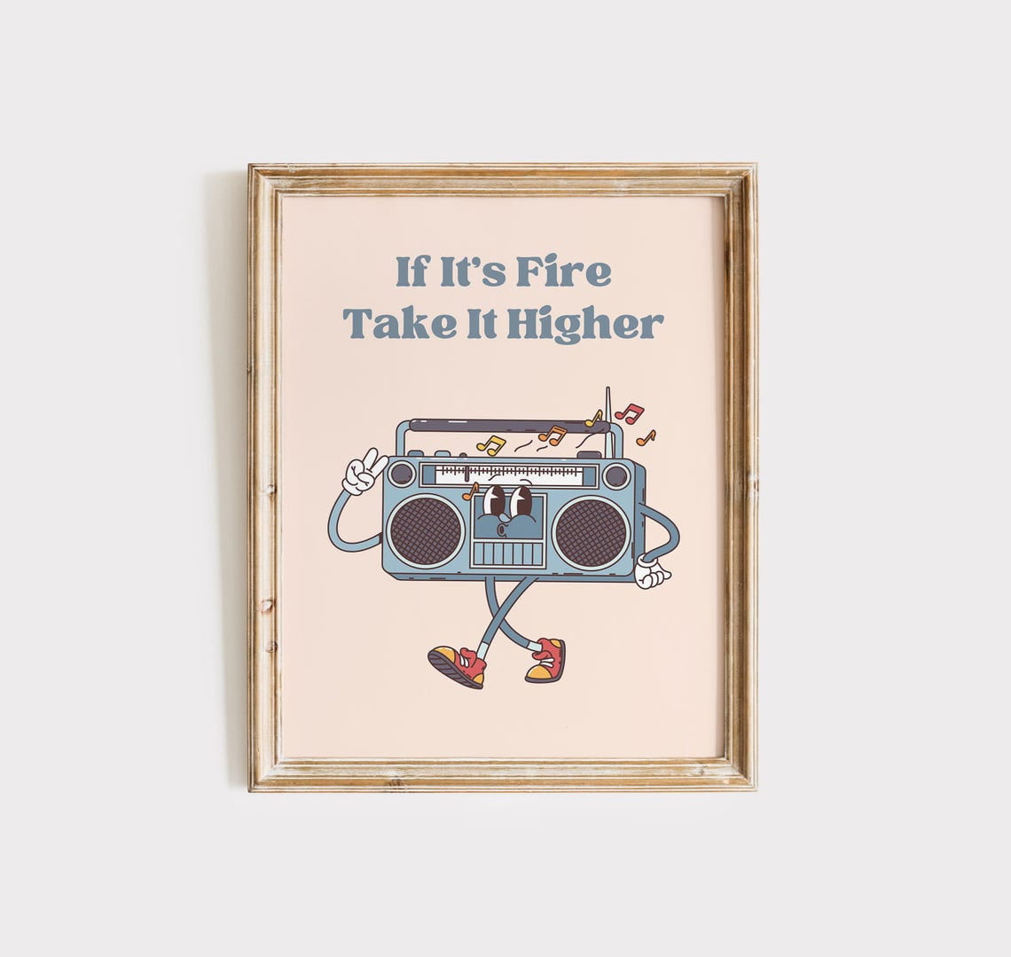 Miluva Music Wall Art, Retro Groovy Print, Turntable Design, Trendy Dorm Art, Digital Record ...