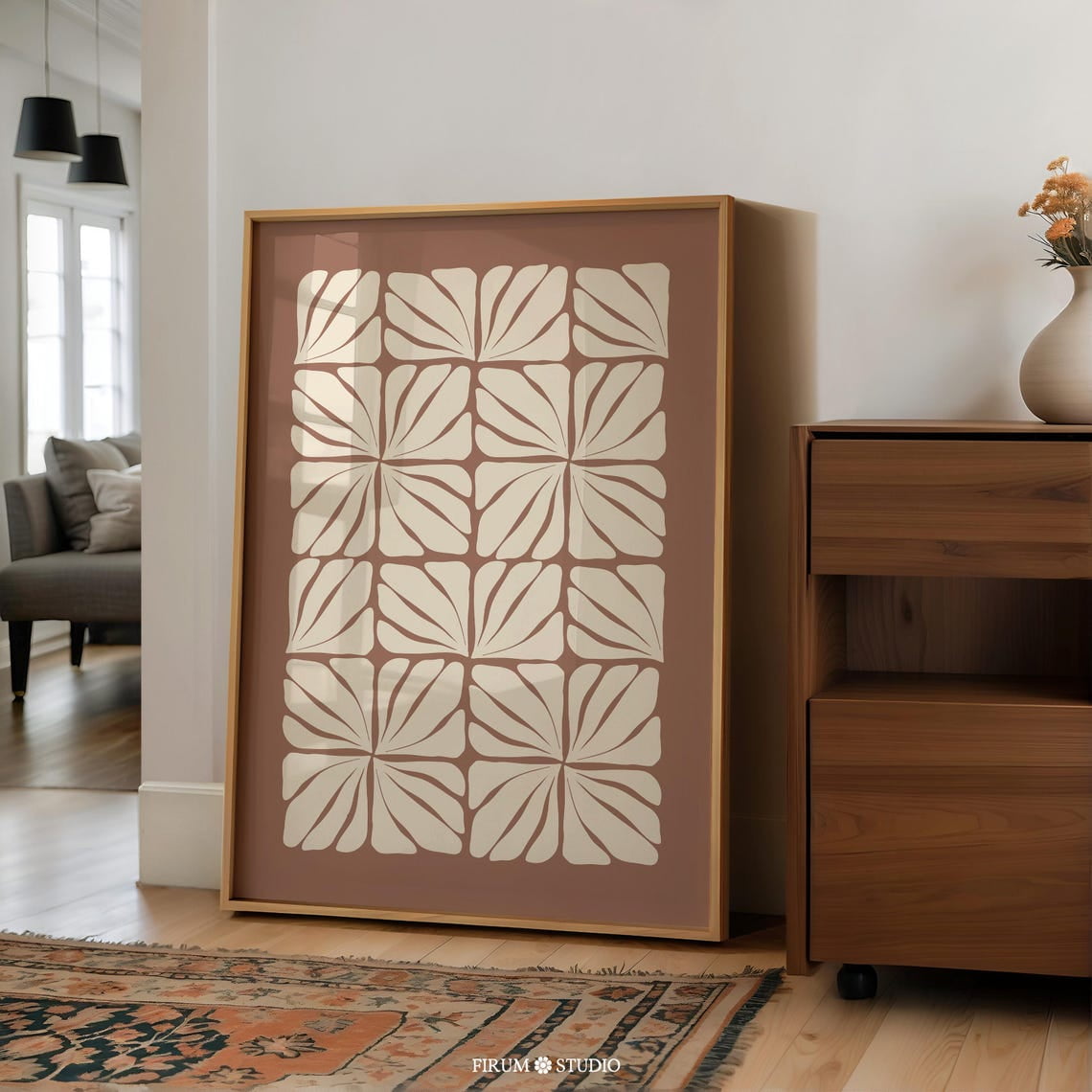 Miluva Muted Brown Abstract Botanical Printable Art, Warm Earth Tone ...