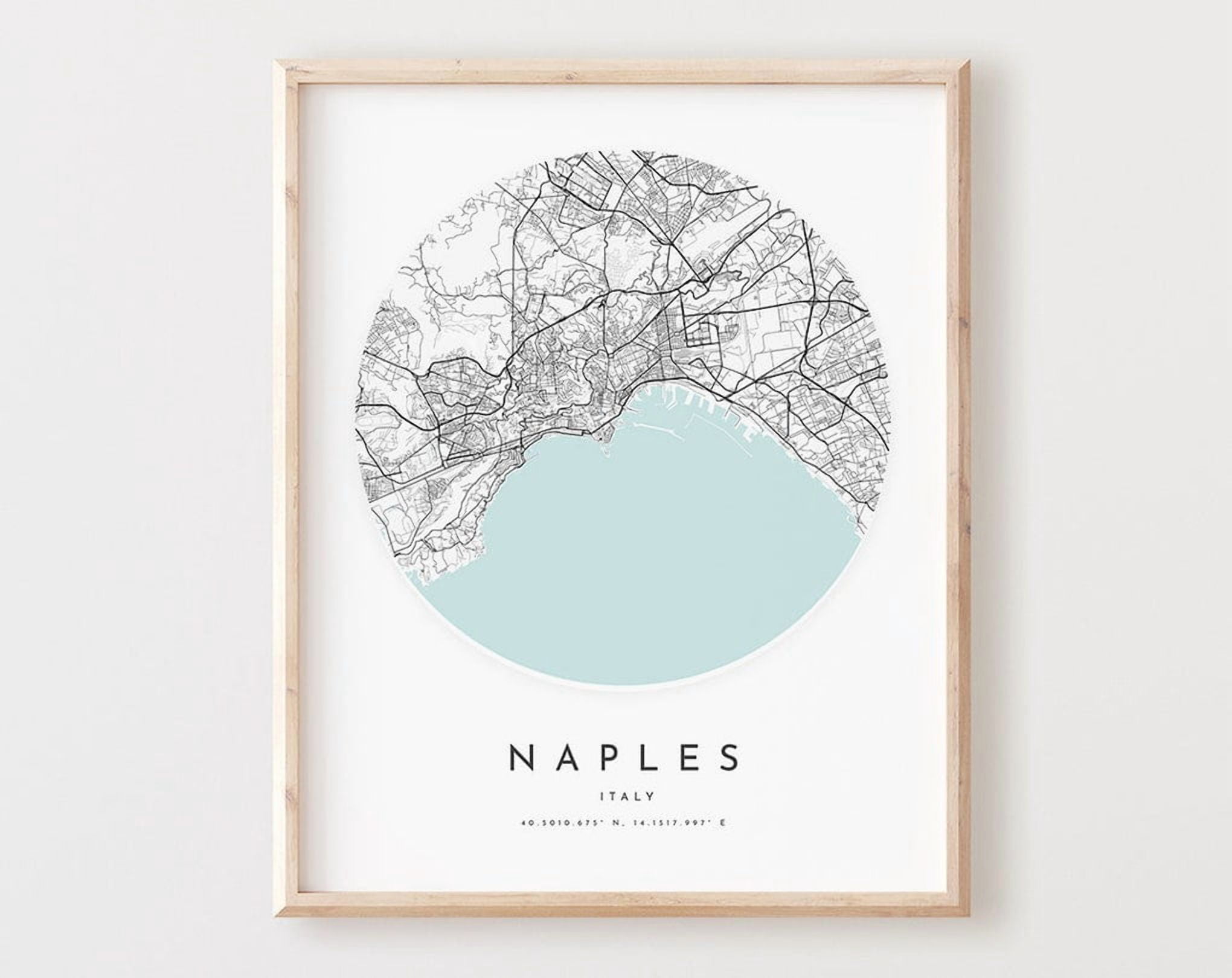 Miluva Naples Map Print, Naples Map Poster City Wall Art, Naples Road ...