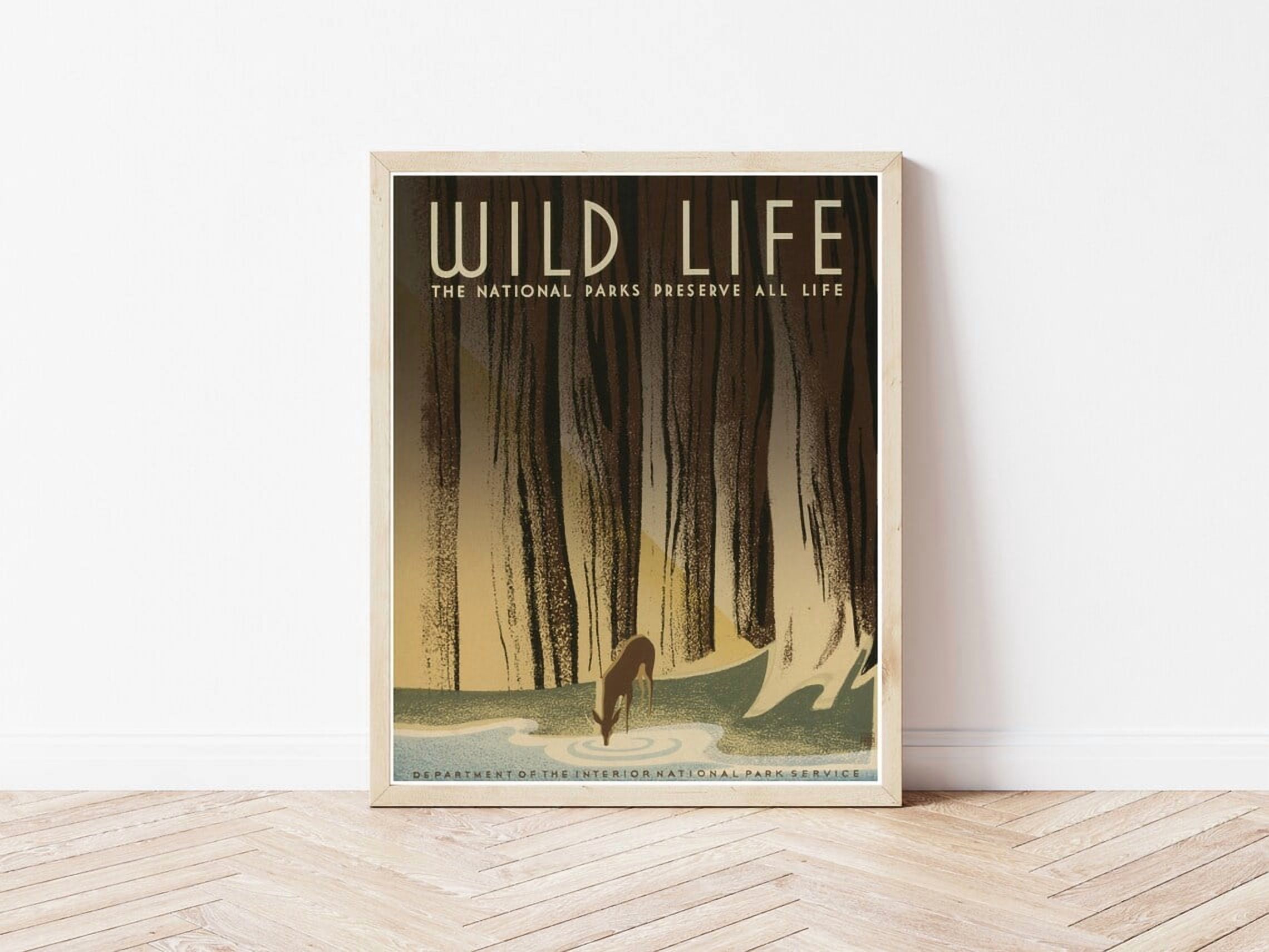 Miluva National Parks Wildlife 1936 Travel Poster Fine Art Print Decor ...