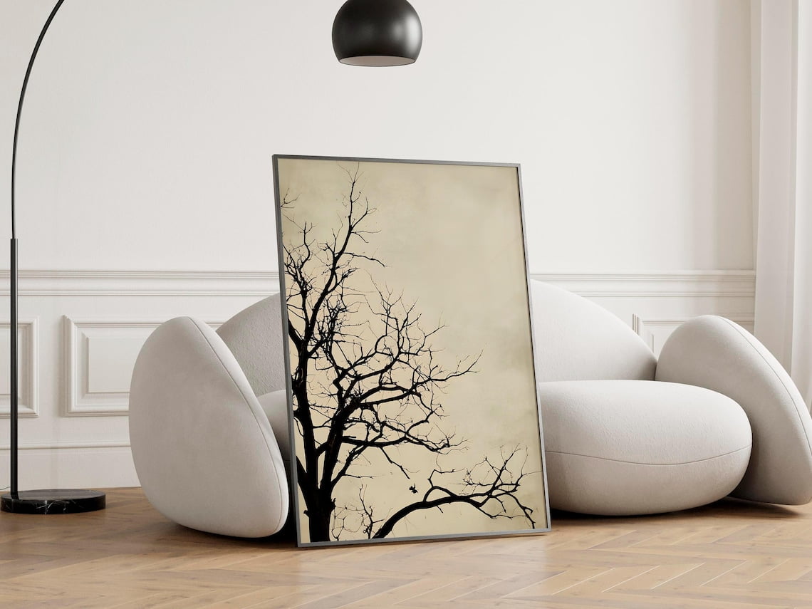Miluva Nature Wabi Sabi Wall Art Print, Japandi Minimalist Tree Poster ...