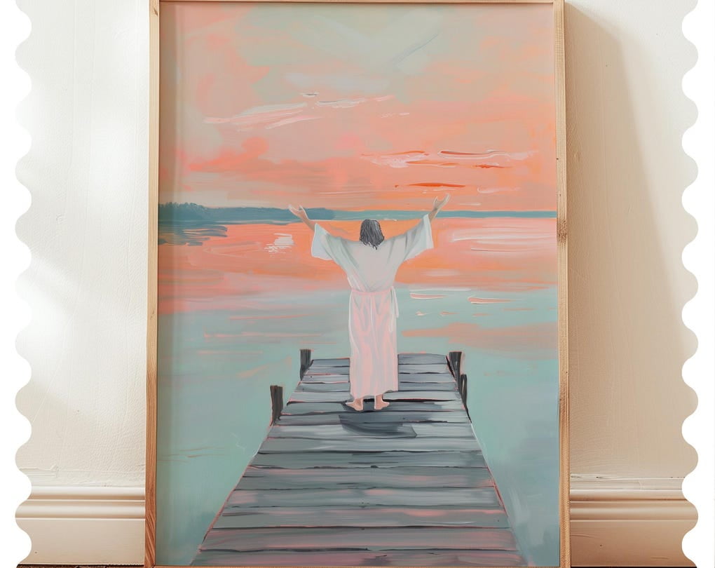 Miluva Nautical Jesus Print Coastal Christian Art, Peaceful Worship ...