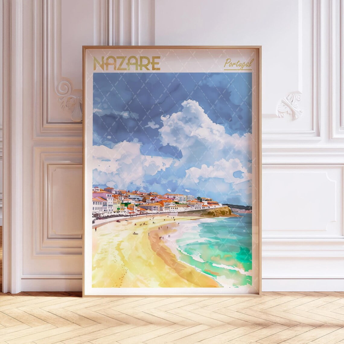 Miluva Nazare Art Print - Nazare Beach Print - Portugal Travel Poster ...