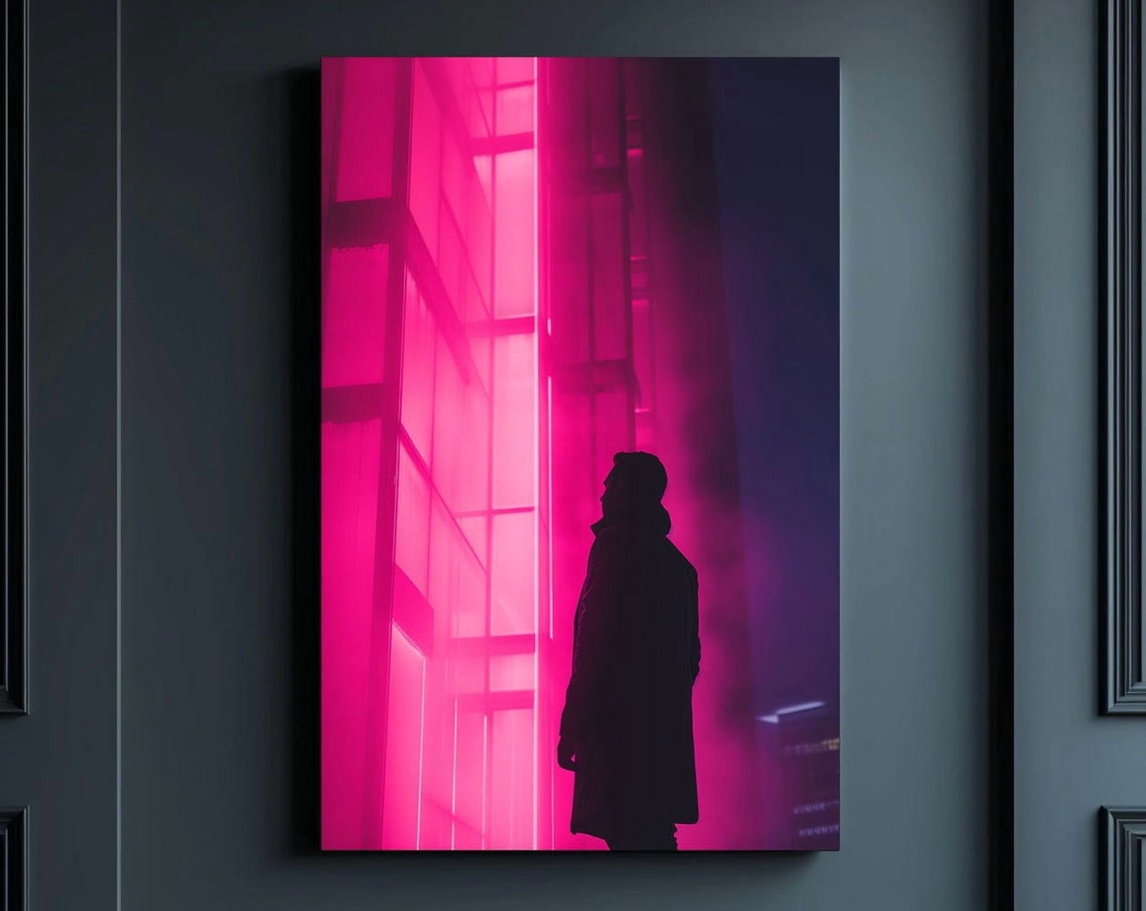 Miluva Neon Contemplation Cyberpunk Cityscape Digital Art Vibrant Neon ...