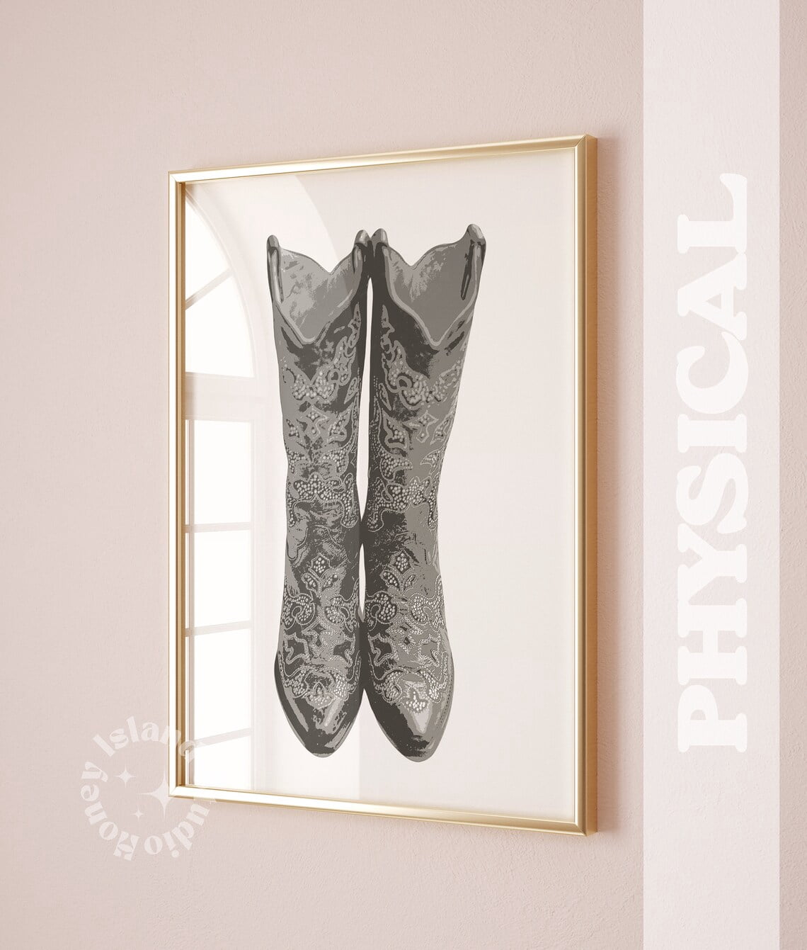 Miluva Neutral Cowgirl Cowboy Boots Art Print Cowgirl Boots Print ...