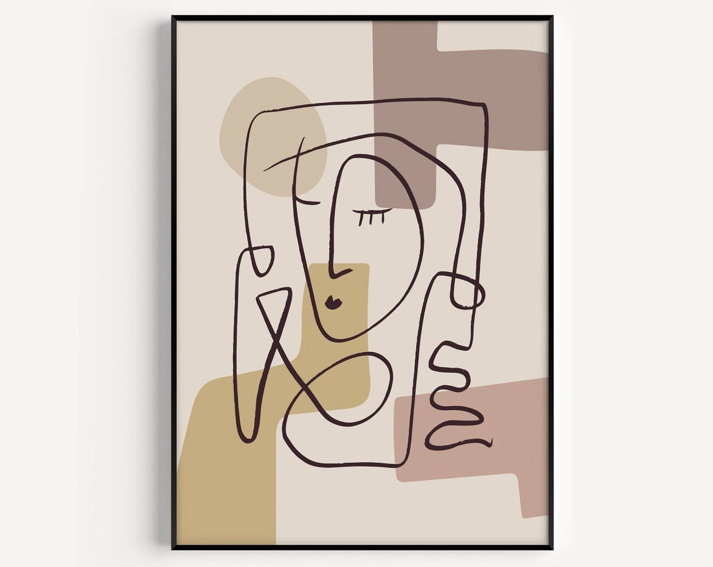 Miluva Neutral Printable, Picasso Print, Face Print, Beige Print, Wall ...