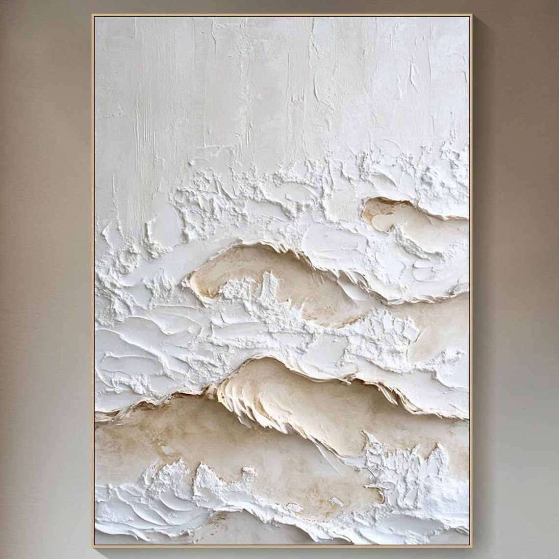 Miluva Neutral Tone Textured Beach Wall Art Minimalist Ocean Waves On ...