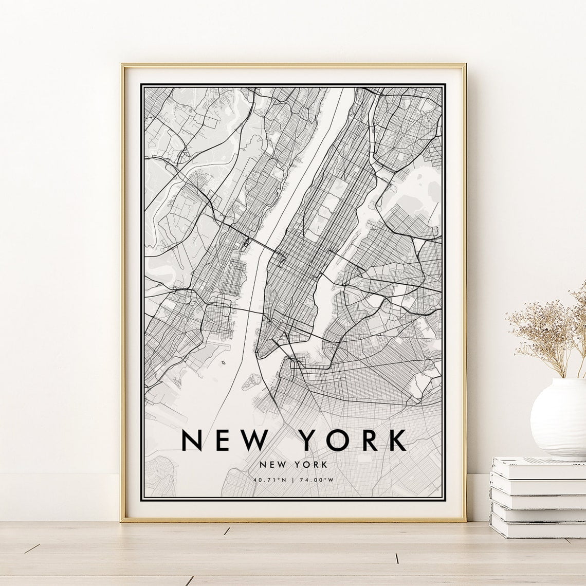 Miluva New York Map Print, New York City Map, Vintage New York Street ...