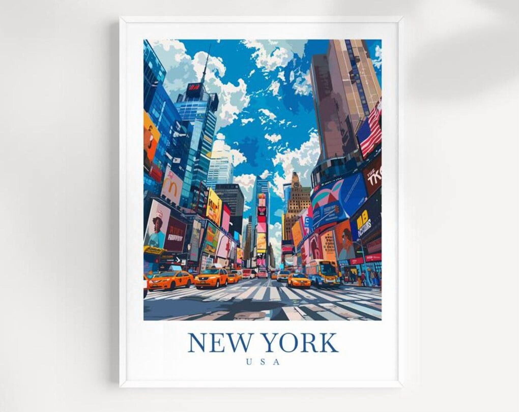 Miluva New York Travel Print, New York Poster, New York Wall Art ...