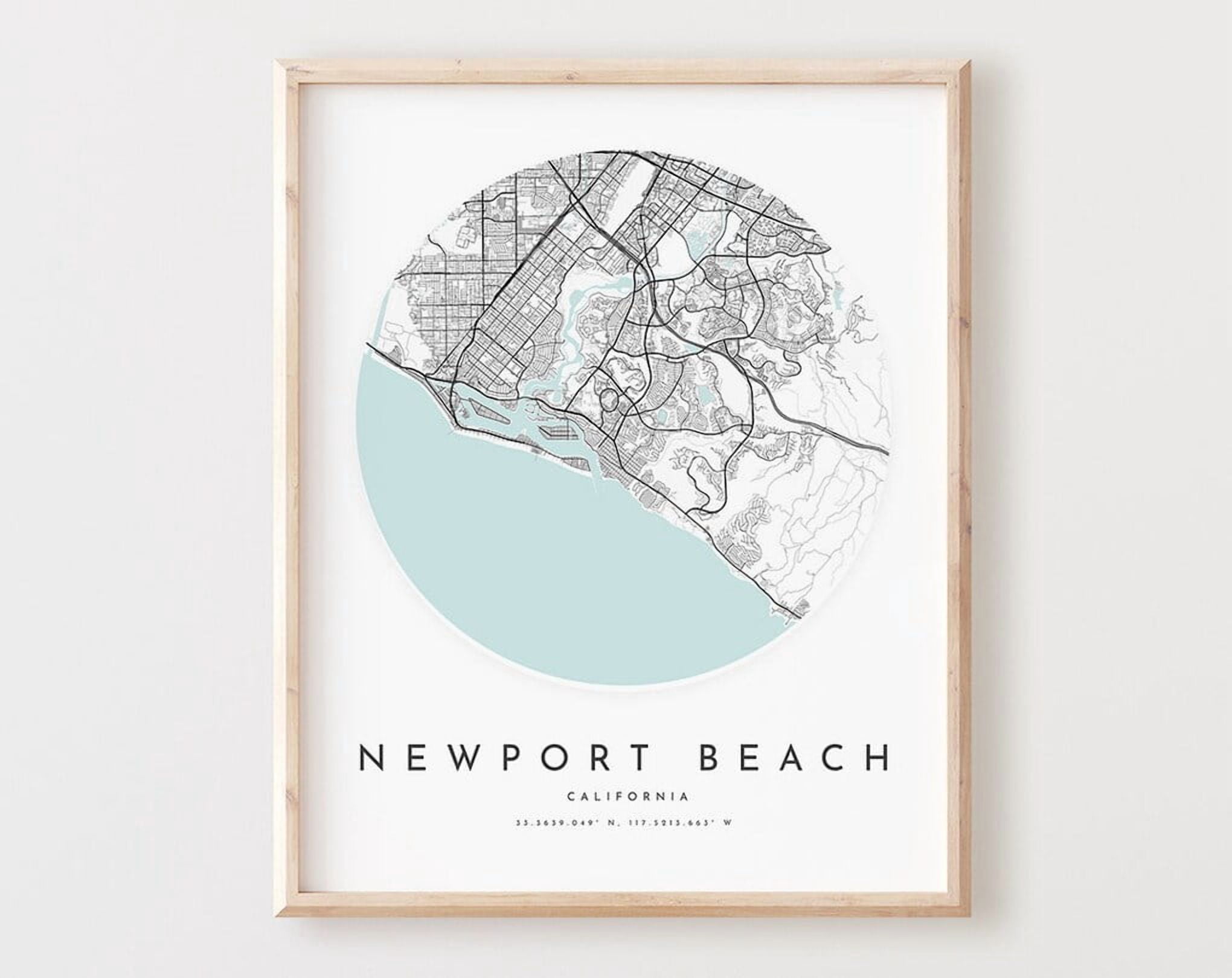 Miluva Newport Beach Map Print, Newport Beach Map Poster City Wall Art ...