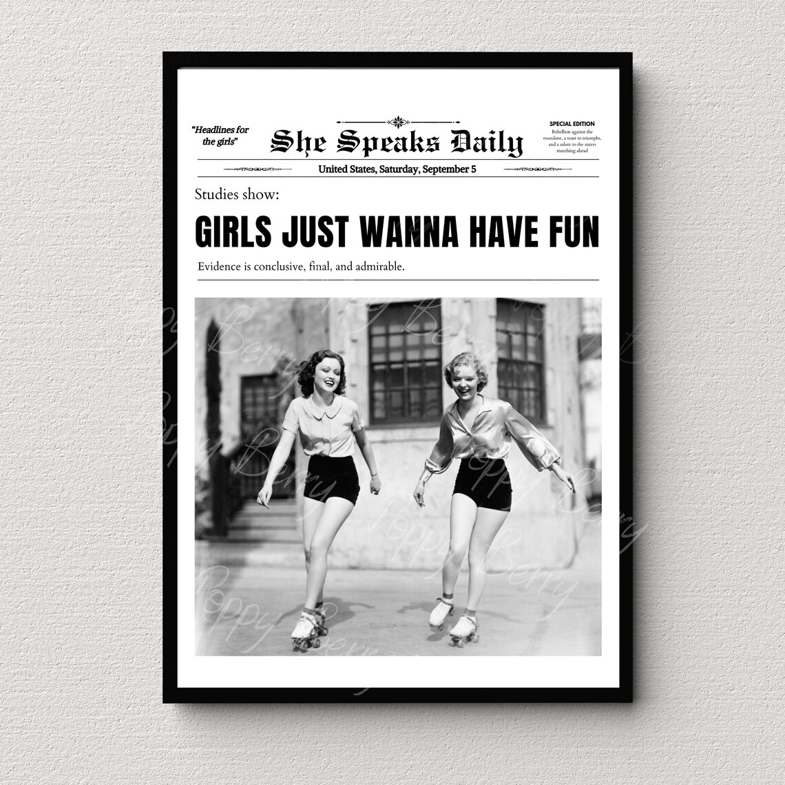Miluva Newspapers Print, Girls Just Wanna Have Fun, Dorm Room Decor ...