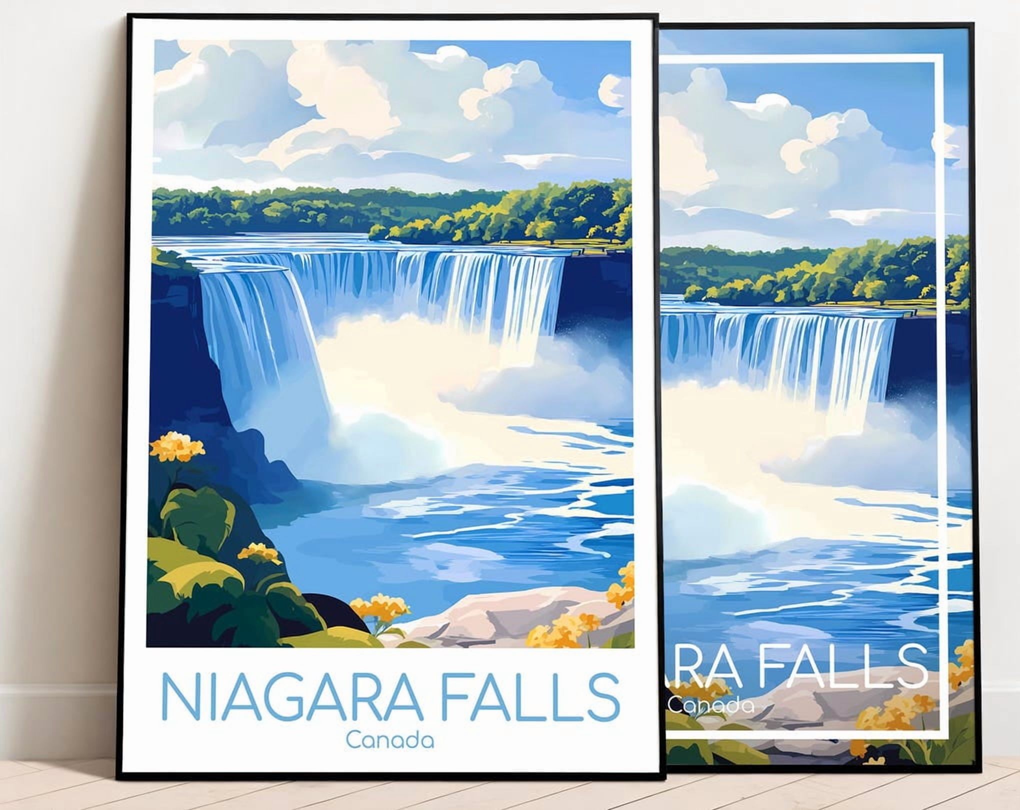 Miluva Niagara Falls Travel Poster Niagara Falls Poster Canada Vintage ...