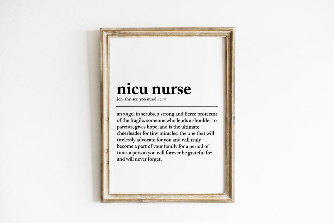 Miluva Nicu Nurse Definition Print Nurse Grad Gift Neonatal Nurse Gift ...