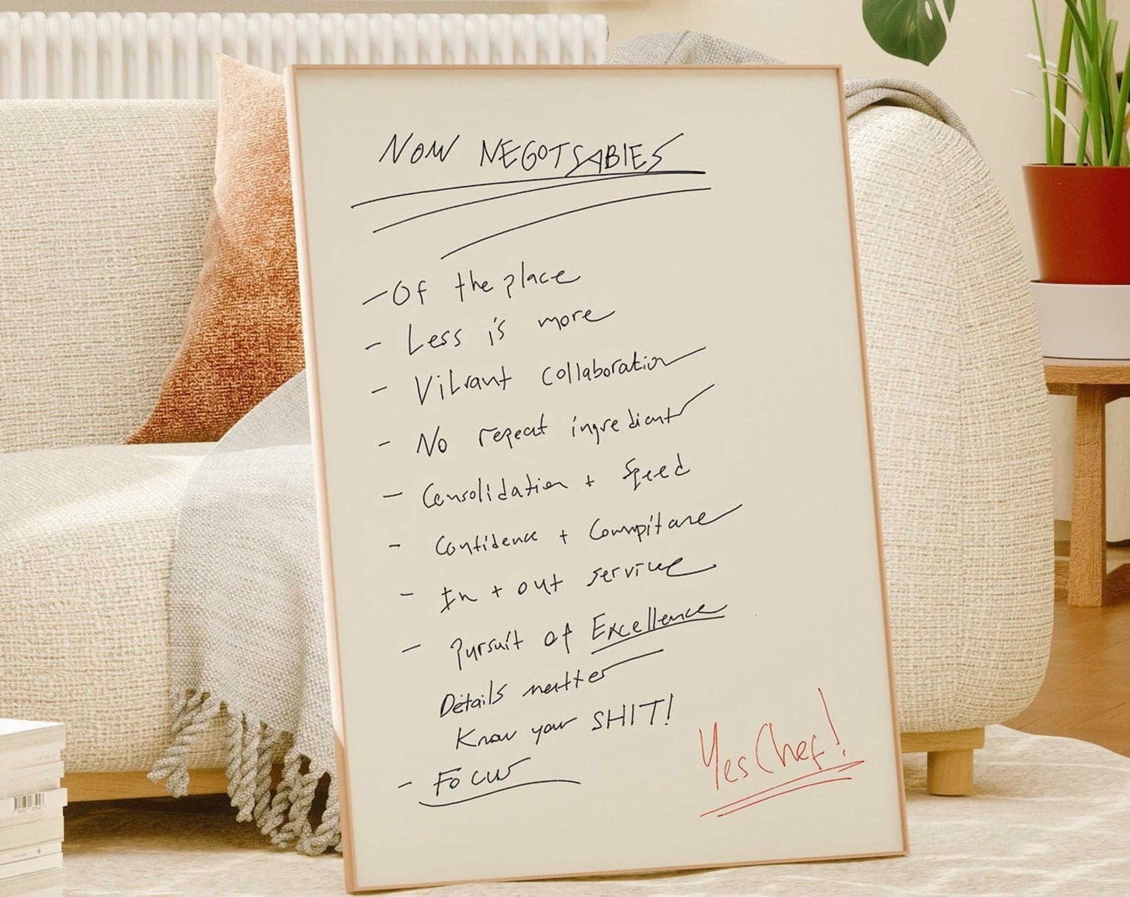 Miluva Non-Negotiables Poster Kitchen Wall Art Poster The Bear Poster ...